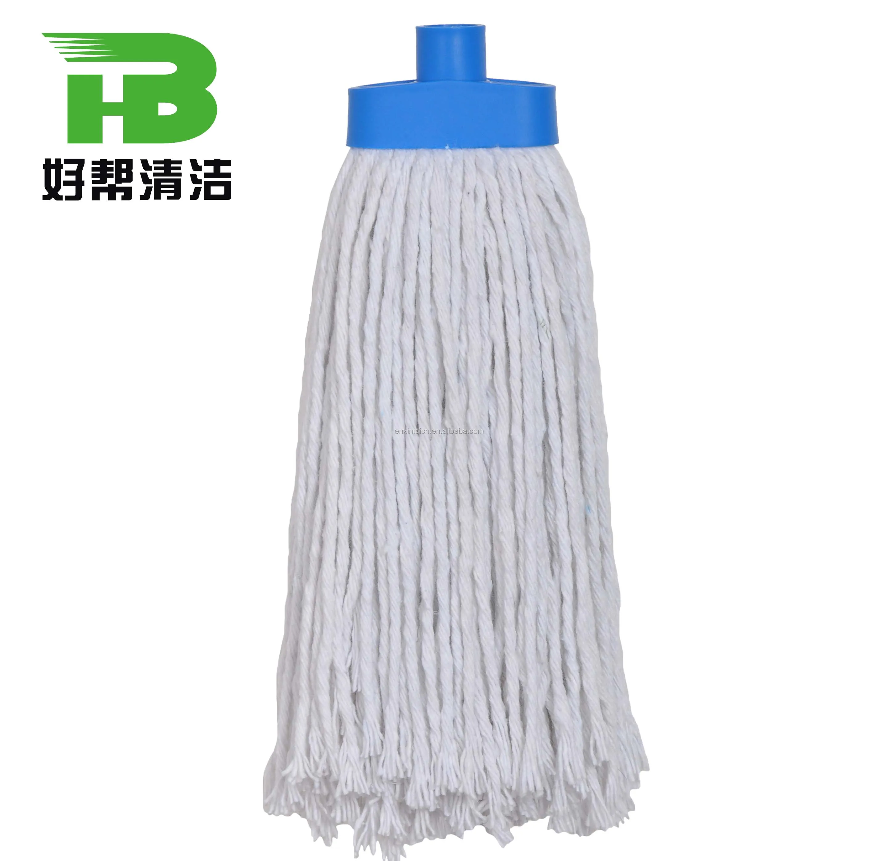 2022 New Open-end Recycled Cotton Bleach White Mop With Blue Plastic ...