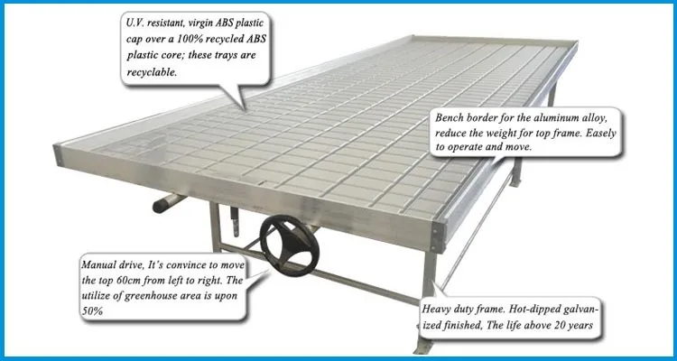 Movable Hydroponic Rolling Breeding Ebb And Flow Grow Bench - Buy ...