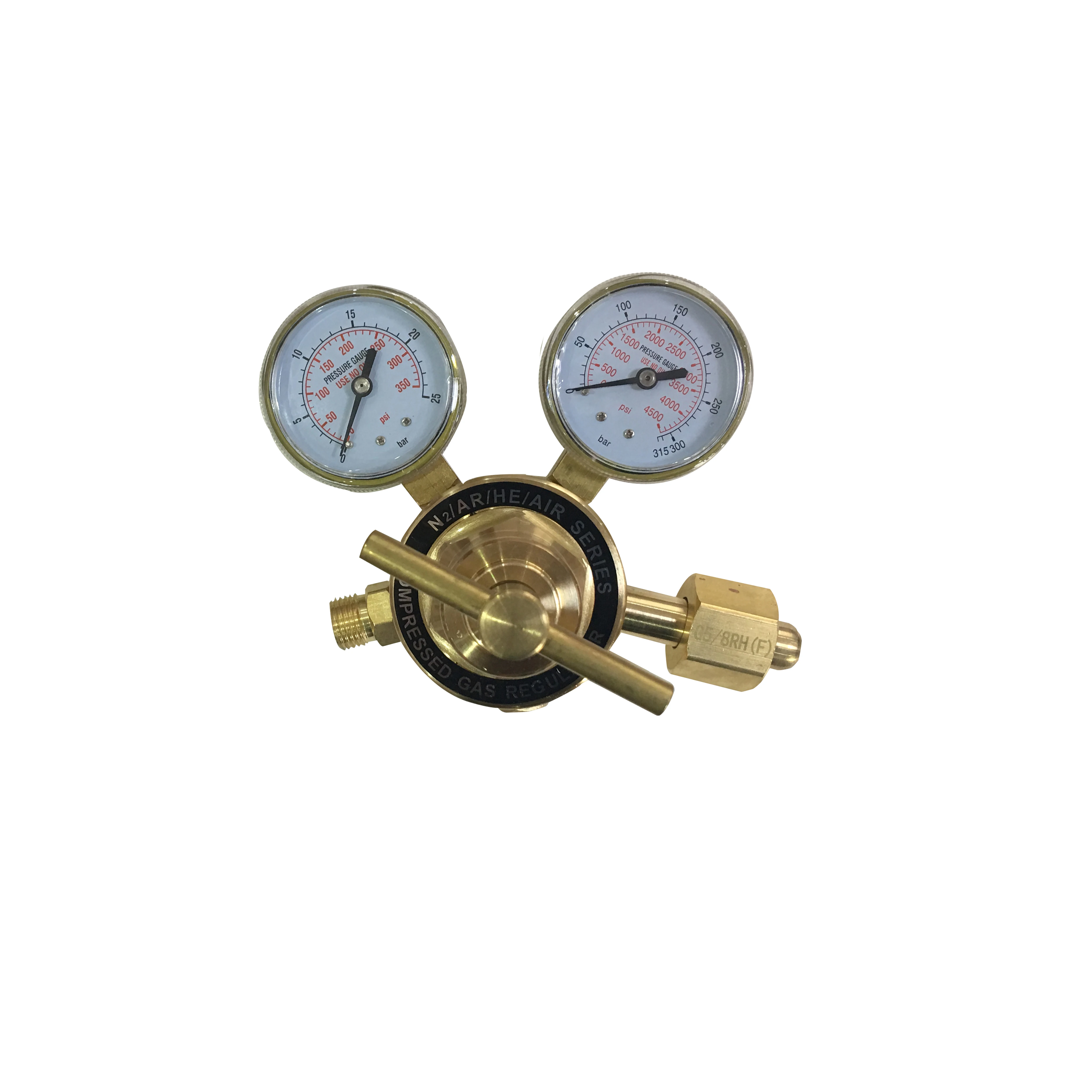 Brass Dual Gauge Gas Regulator - High Pressure & Precision