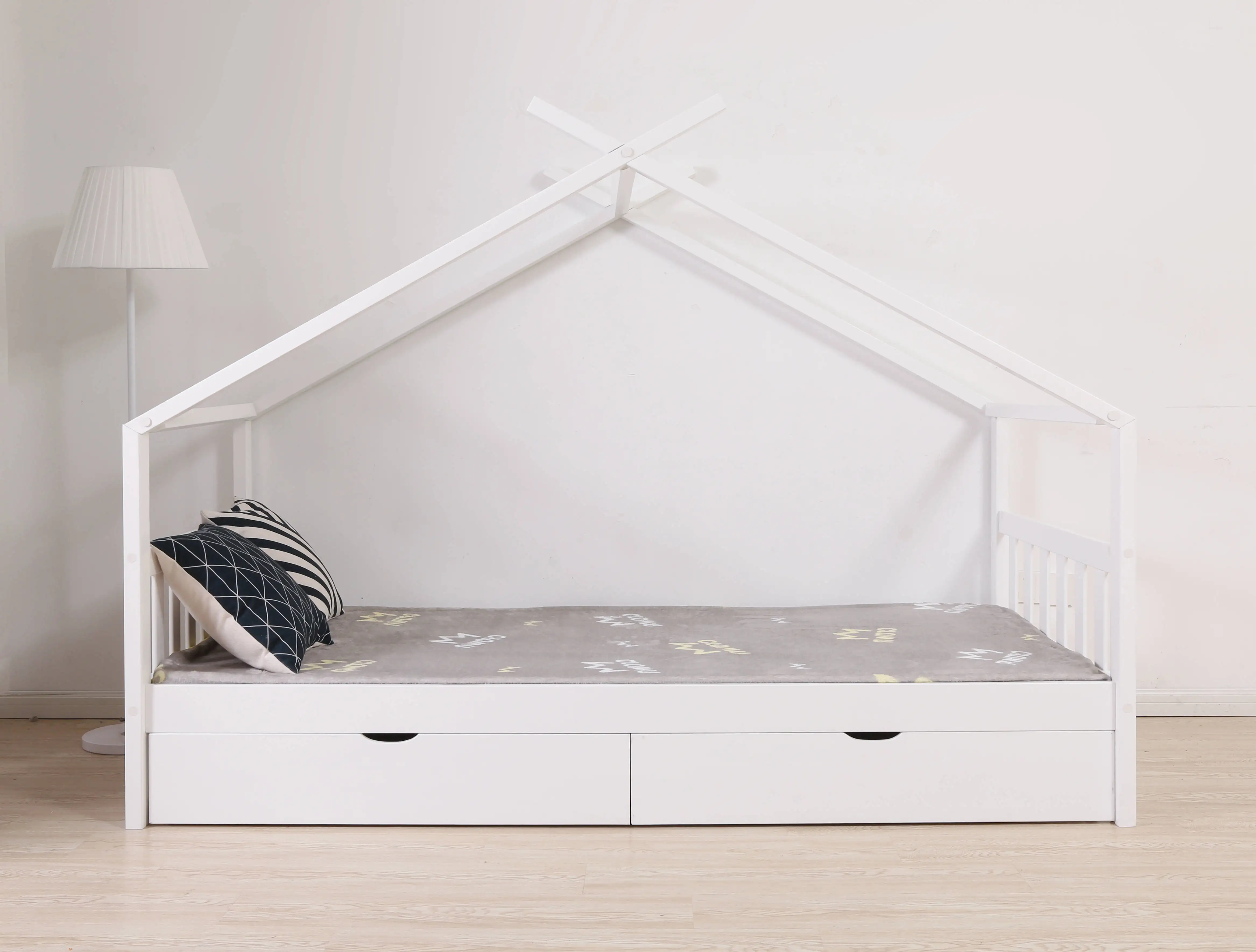 Wooden Kids House Bed Frame,Solid Pine Wood Tree House Style Kids Floor ...