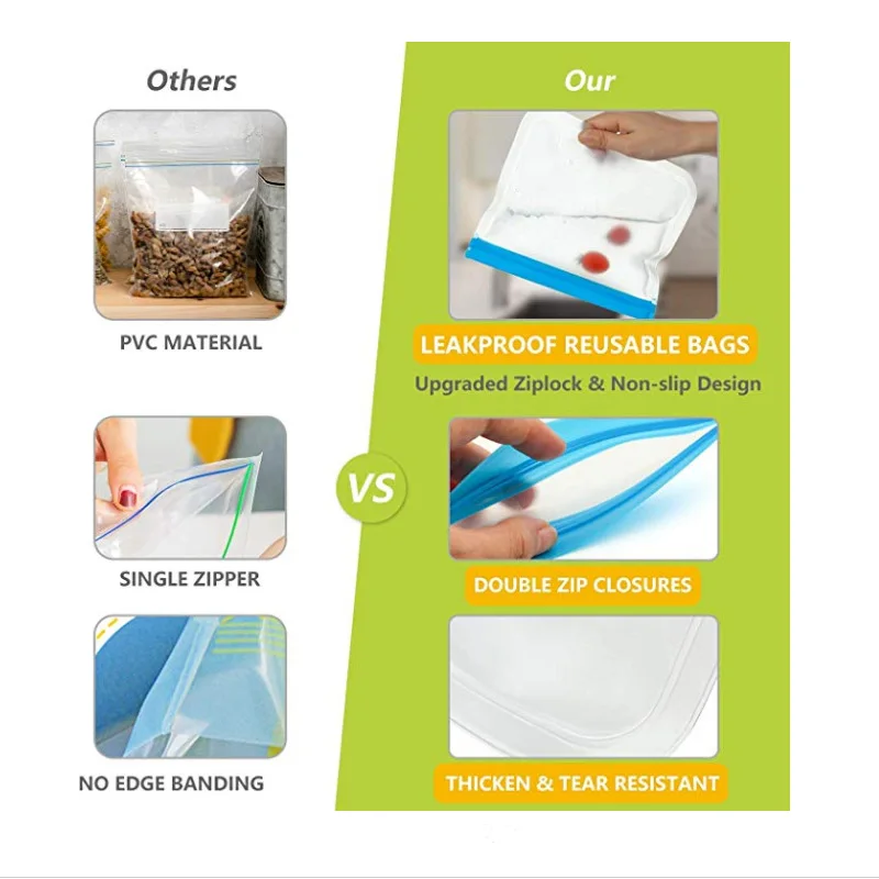 Custom PEVA Bag Food Zip Lock Freezer Bags Food Storage Bags Meat ...