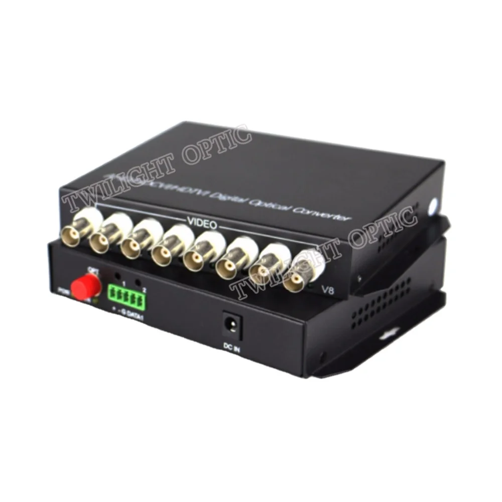 Fiber Optic 8 Channel CCTV BNC to IP Converter Audio Transmitter