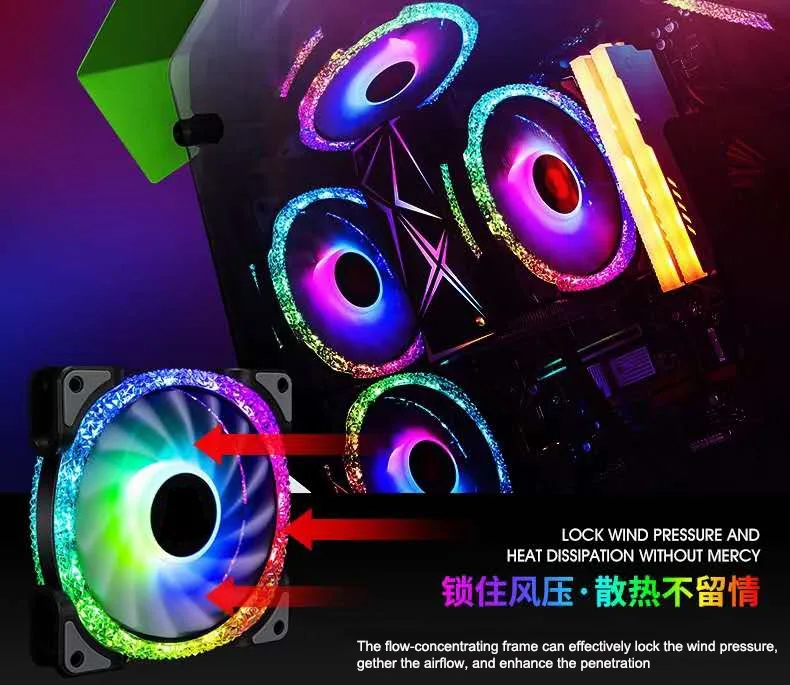 Double-sided Diamond Rgb Pc Case Fan 120mm 5v 3pin Quiet Aura Sync ...