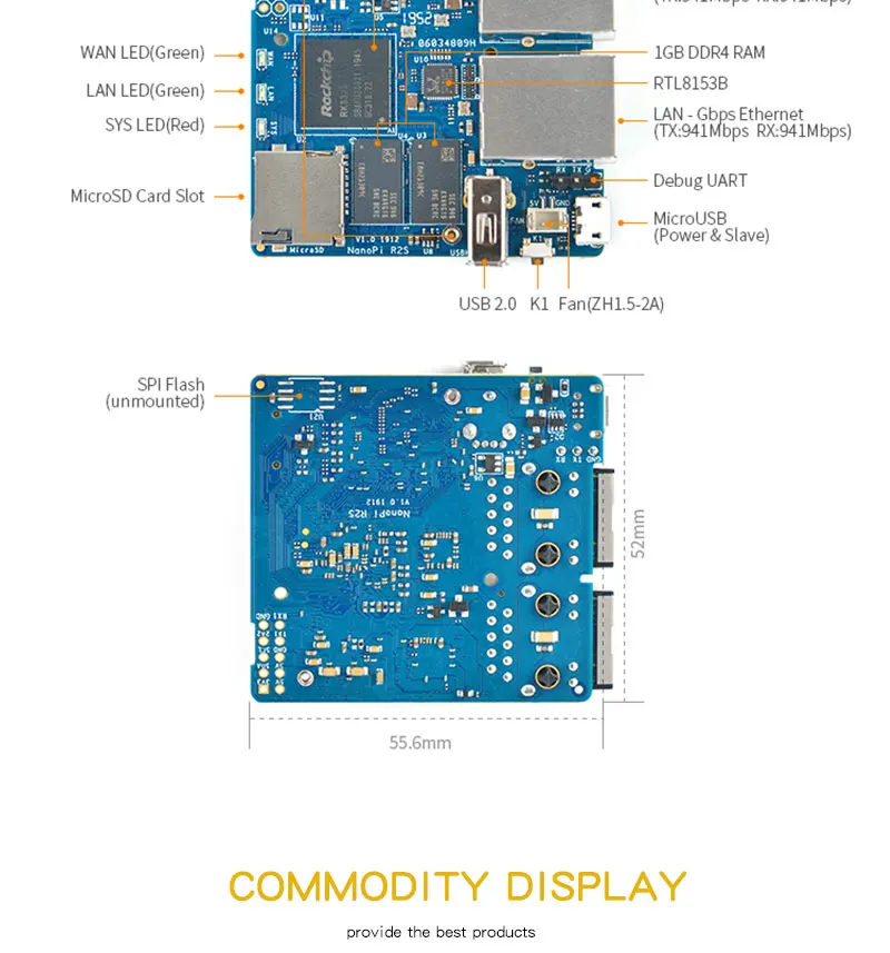 Nanopi R2s Oficial Metal Shell Openwrt System Rk3328 Mini Router Dual ...