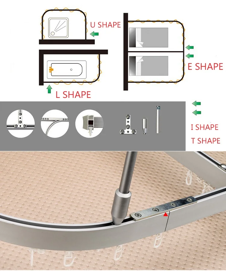 Aluminium Hospital Curtain Rail Hardware Metal Ceiling Mount Bendable ...