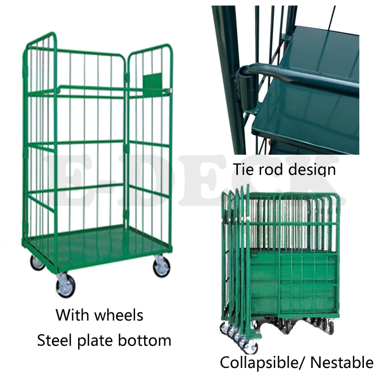 Warehouse Foldable Welded Heavy Duty Rolling Metal Storage Nesting ...
