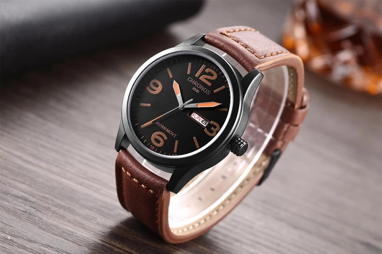 Luxury Brand Chronos Mens Fashion Business Style Quartz Watch With Date ...