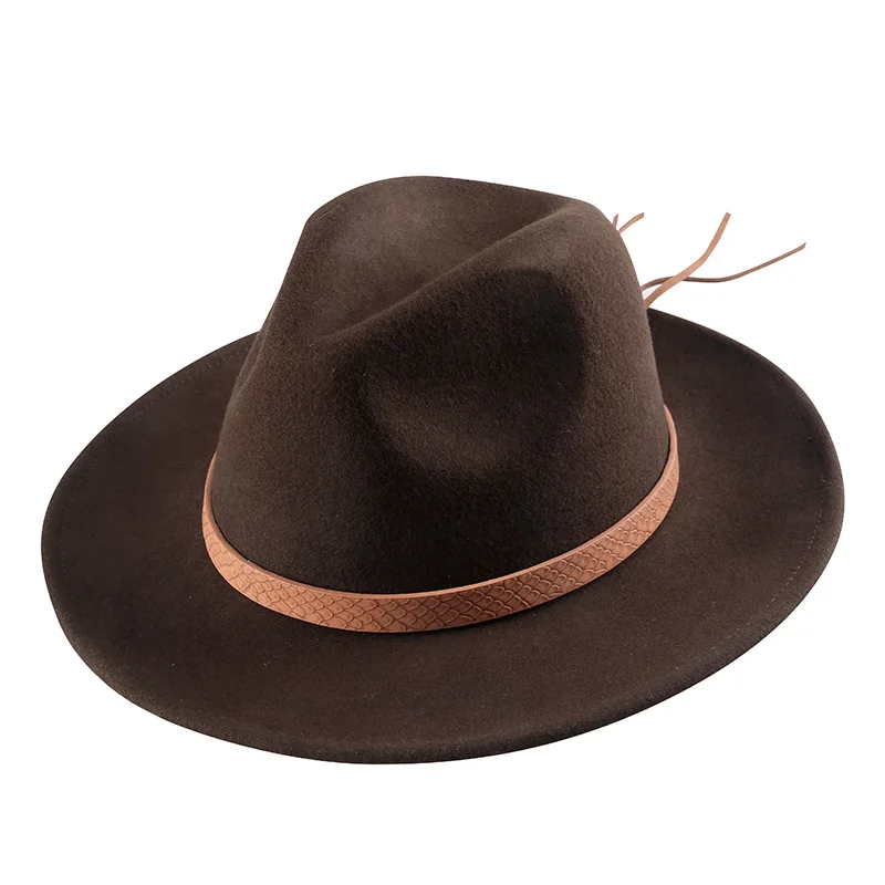 Hot Sale Western Cowboy Style 55cm 57cm Flat Wide Brim Pure Wool Felt ...