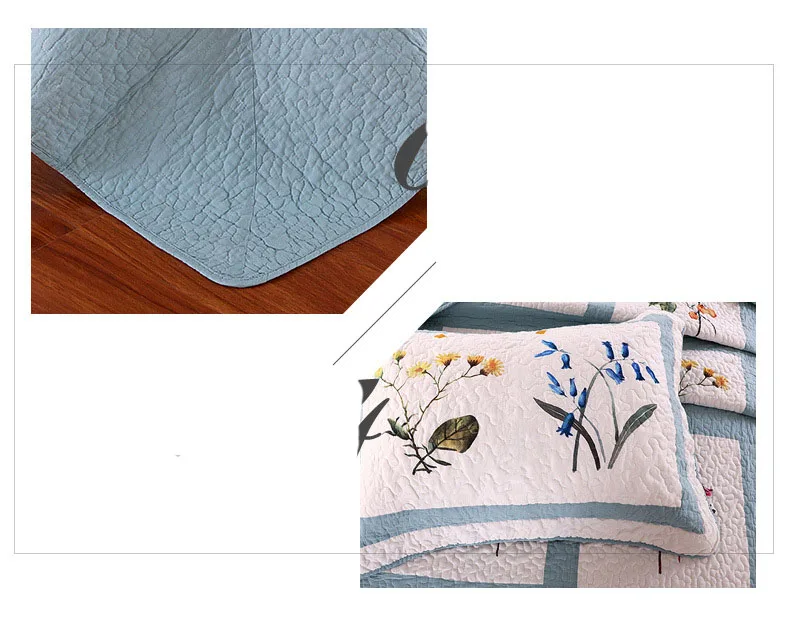 Plant Flower Washed Cotton Handmade Patchwork Bed Cover Breathable ...