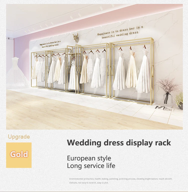 Heavy Duty Gold Wedding Dress Clothes Display Rack Stand Shelf For ...