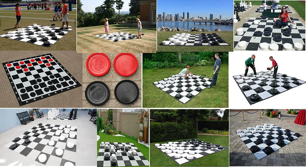 Giant Garden Outdoor Checkers Set with Nylon Mat - CNCHESS
