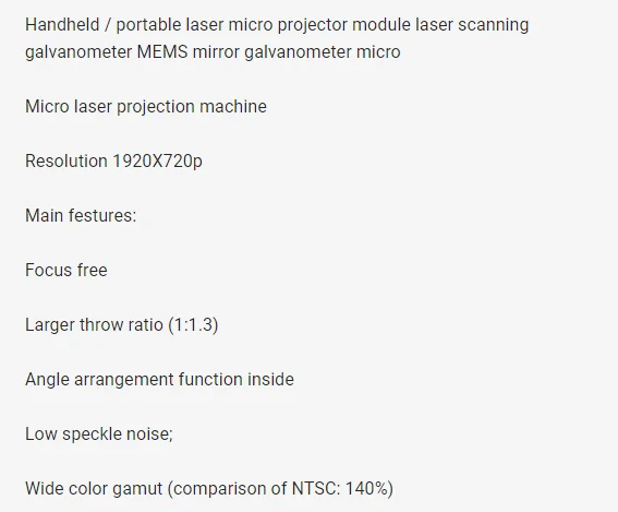 Handheld Portable Laser Micro Projector Module - Drone Integration