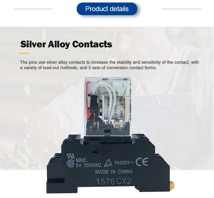 4NO 4NC MY4N-GS-DC24 24VDC Relay with Base for Parking Control ...