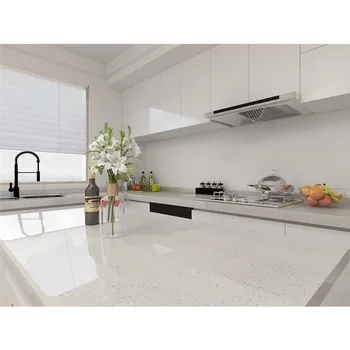 Arctic White Flat Edge Laminated Edge Quartz Kitchen Countertops ...