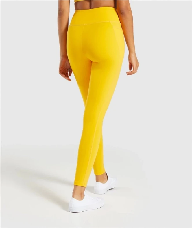 New Influencer Lemon Yellow Women Yoga Ankle-length Pant Leggings With ...