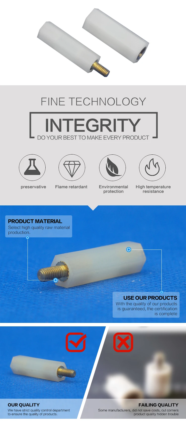 Nylon Hex Post M3/m4/m5 Copper Columns Pillars Single Head Hexagonal ...