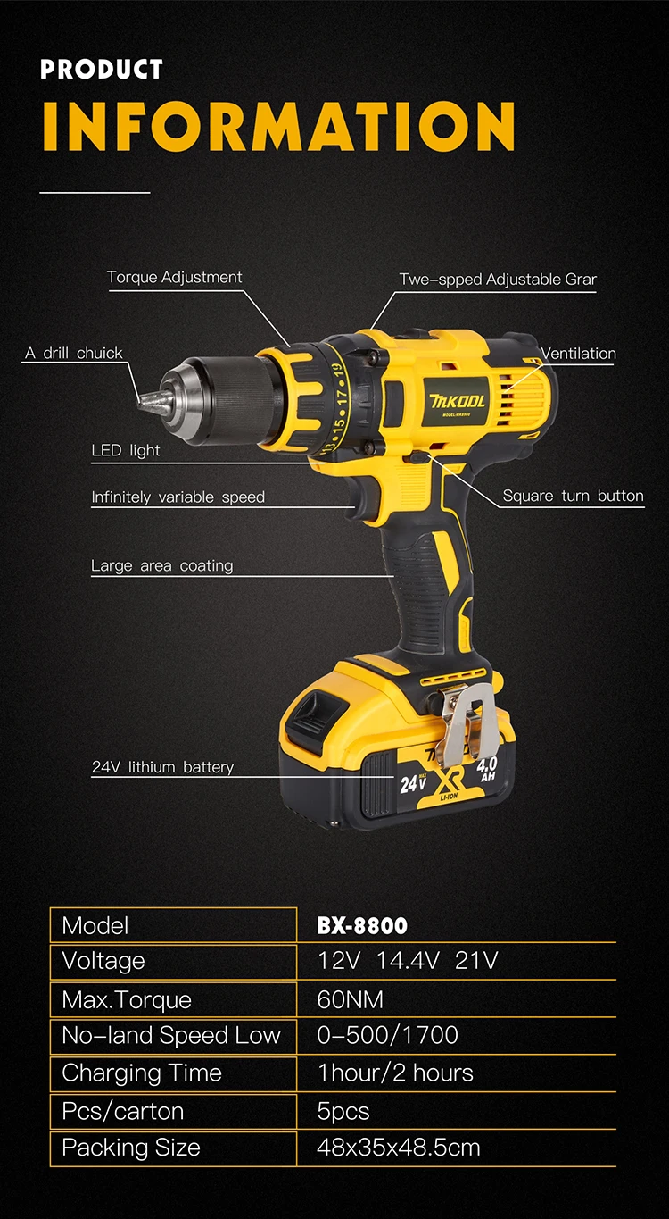 Professional Hand Rechargeable Cordless Drill Machine With Lithium ...