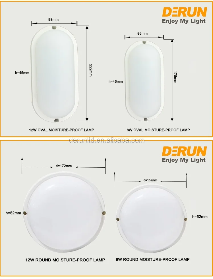 Ip65 8w 12w 18w 24w Oval Bulkhead Damp Proof Led Light Waterproof ...
