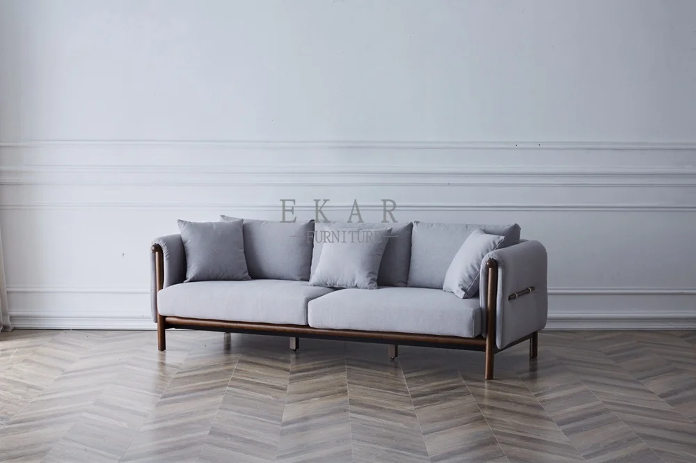 Modern Luxury Oak Solid Wood Frame Contemporary Couch Living Room ...