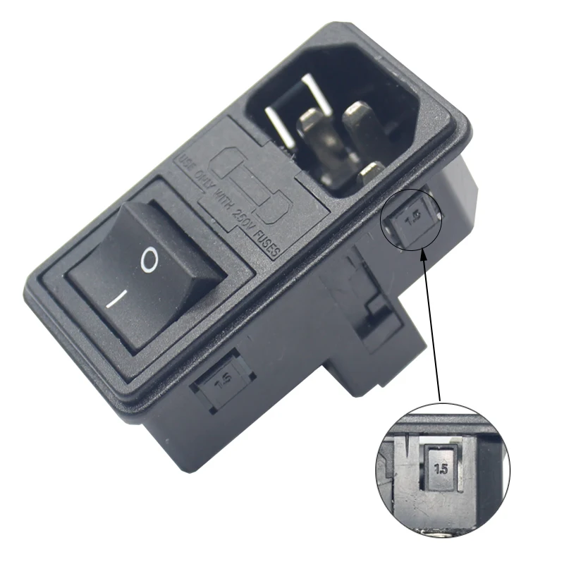 3 Pin Iec320 C14 Inlet Module Plug Fuse Switch Double Fuses Power ...