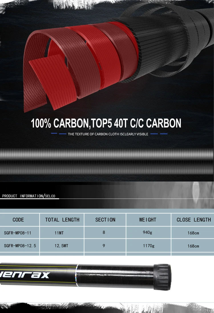 11.00mt 12.50mt Super-stiff Match Fishing Pole Put Over Pole Rod - Buy ...