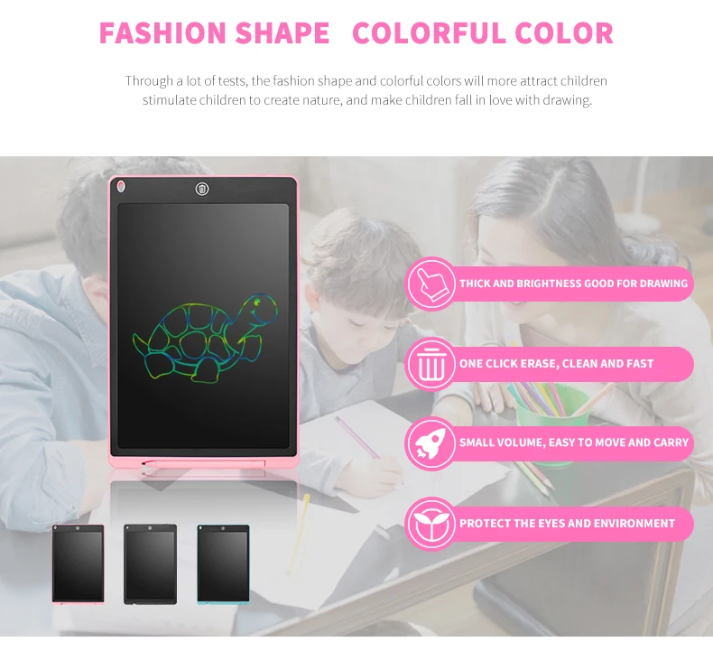 Kids Lcd Writing Tablet 12 Inch Children Drawing Board Memo Pad Gift ...