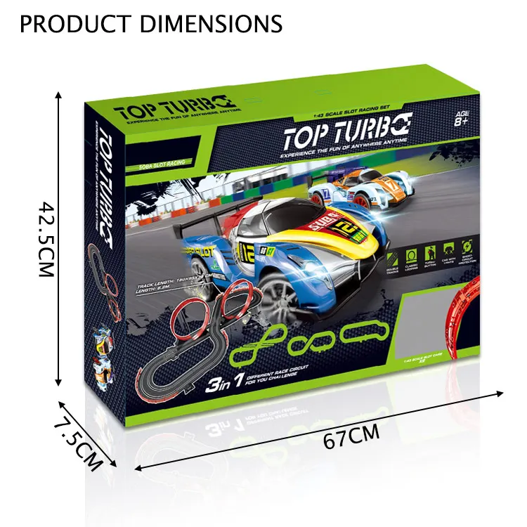 12V Electric Tracks Racing Car Dual Rails Racer Toys Set