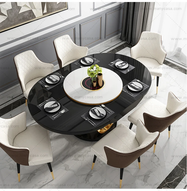 Contemporary Stainless Steel Leg Golden Round Marble Top Rotating ...