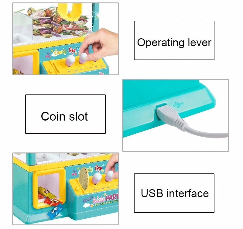 Chachi Toys Mini Candy Crane Claw Kids Toy Grabbing Machine With Light ...