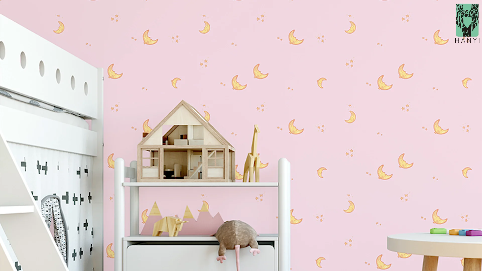 Pvc Baby Room Pink Children Cartoons Wallpaper Sticker Adhesive Wall ...
