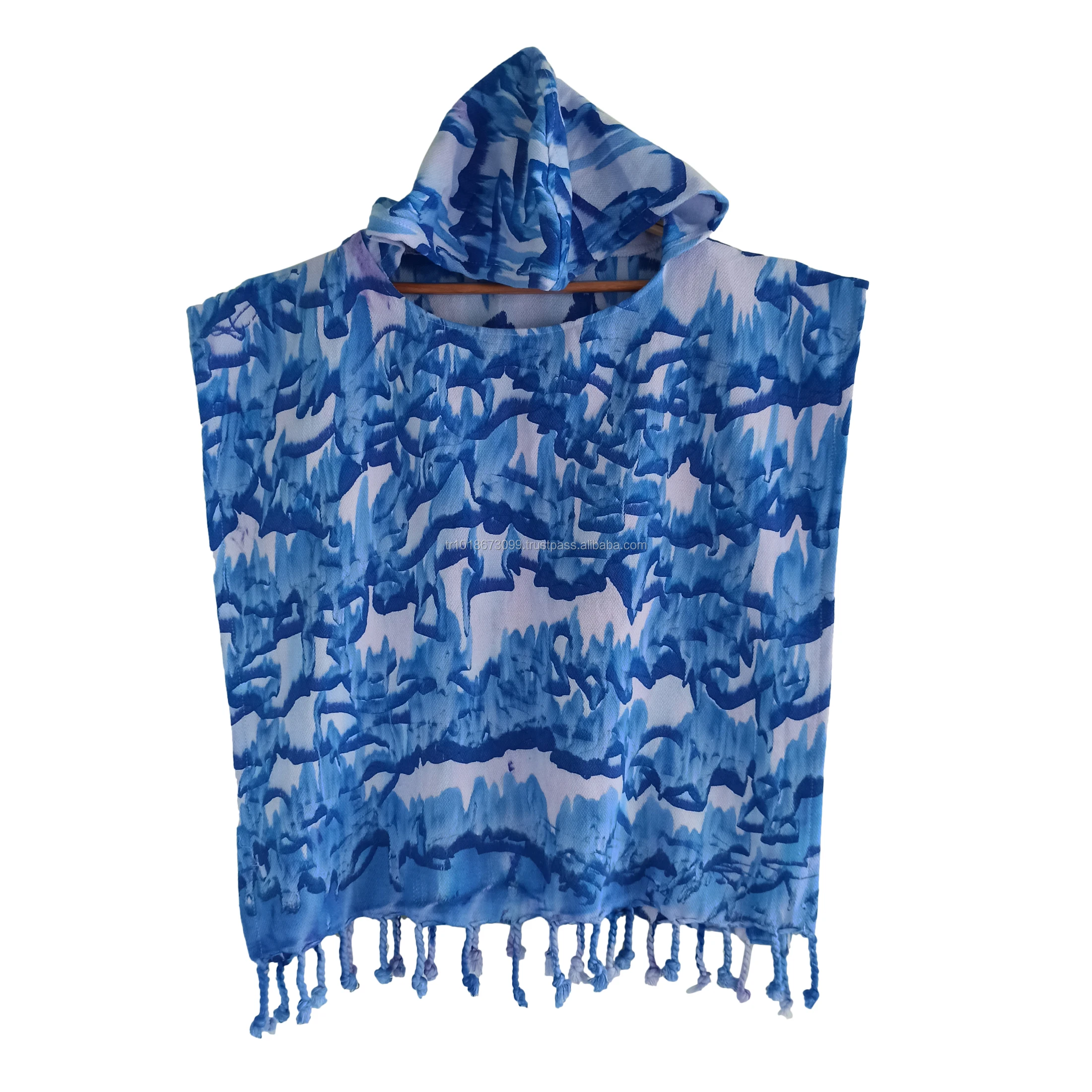 Kids Hooded Towel Beach Pool Poncho Swimming Children Ponchos - Shibori ...