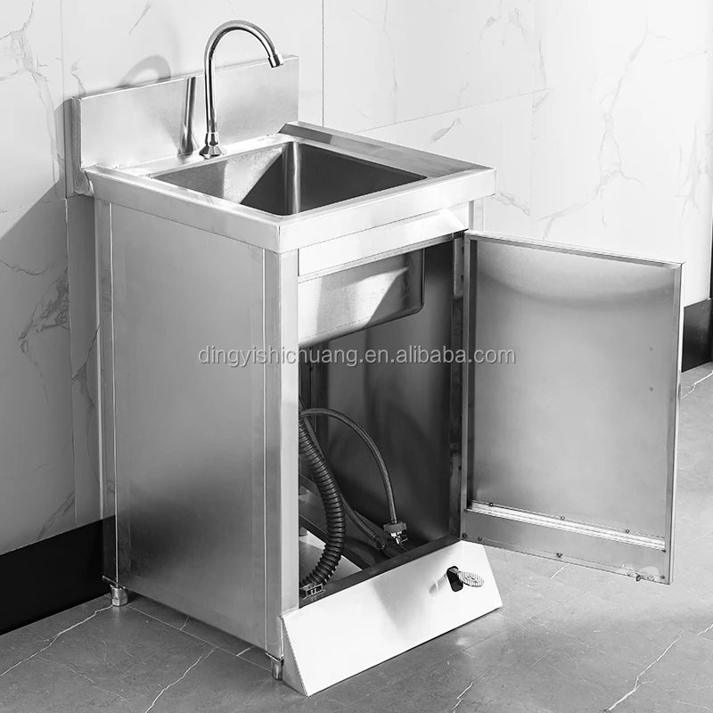 Foot Pedal Commercial Kitchen Sink Foot Operated Wash Hand Custom Sink ...