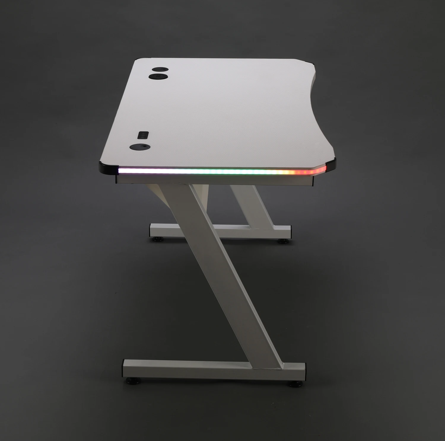 Modern White E-Sports Table with LED Light Gaming PC Desk