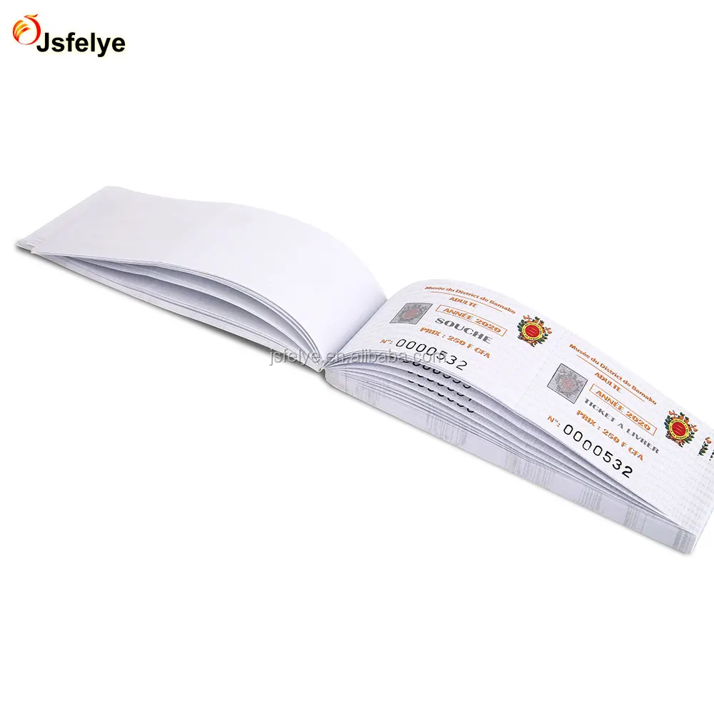 Perforated Line Watermark Paper Ticket In Booklet Printing - Buy ...