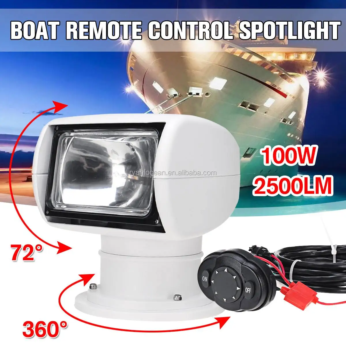 360 Degree Remote Control Search Marine Searchlight 100W