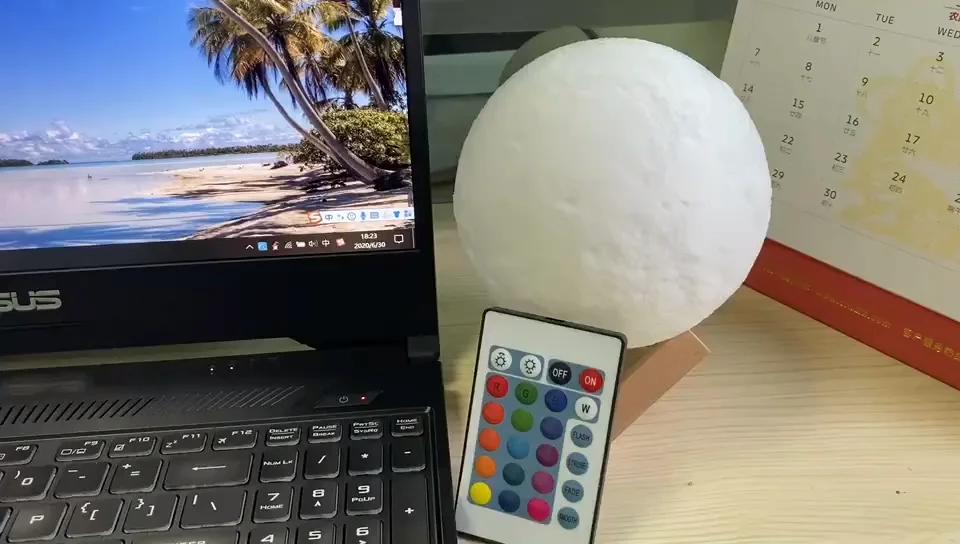 16 Colors Remote Control Rechargeable Usb Night Light 3d Printing Rgb ...