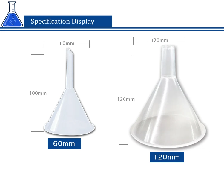 Plastic funnel 60mm 120mm caliber triangle funnel cone funnel chemical ...