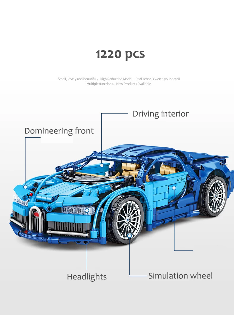 2020 Newest 1270 Pcs Bugatti Veyron Car Block Large Size Diy ...