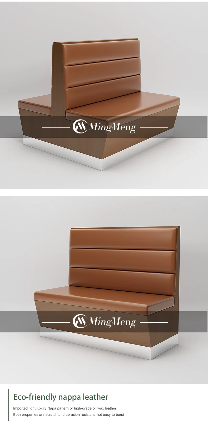 Corner Booth Seats with Tufted Leather Velvet Material