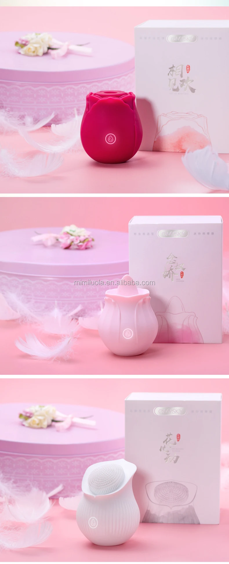 Omysky Rose Flower Shaped Pink Massager Vagina Brush Licking Super ...
