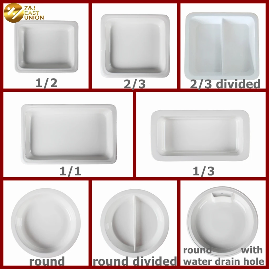 2/3 Divided Porcelain Food Pan - Modern & Durable