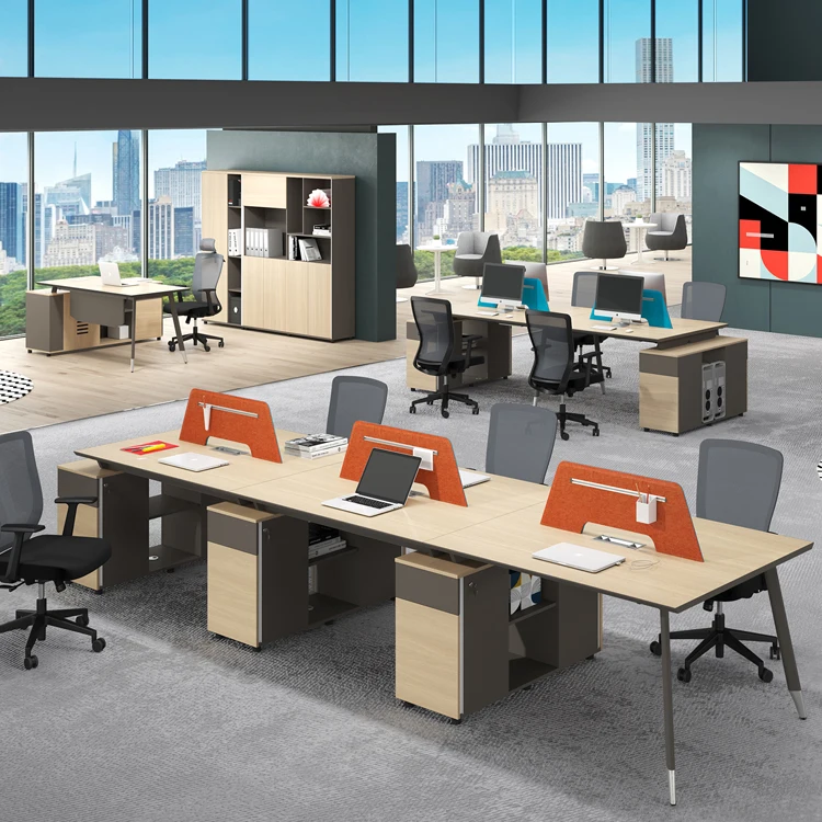 4 People Office Desk Partition E0 Mfc 4 Person Double Workstation ...