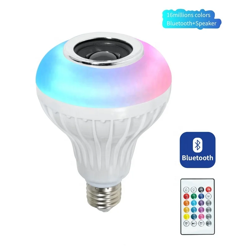 E27 Wireless Bulb Light With Speaker 12w Ac85-265v Led Music Rgb Color Changing Lamp - Buy E27 ...