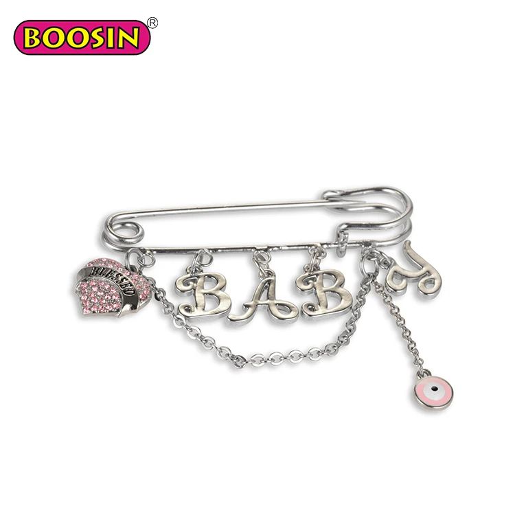 Newborn Metal Jewish Baby Stroller Pin Evil Eye Safety Pin With Letters ...