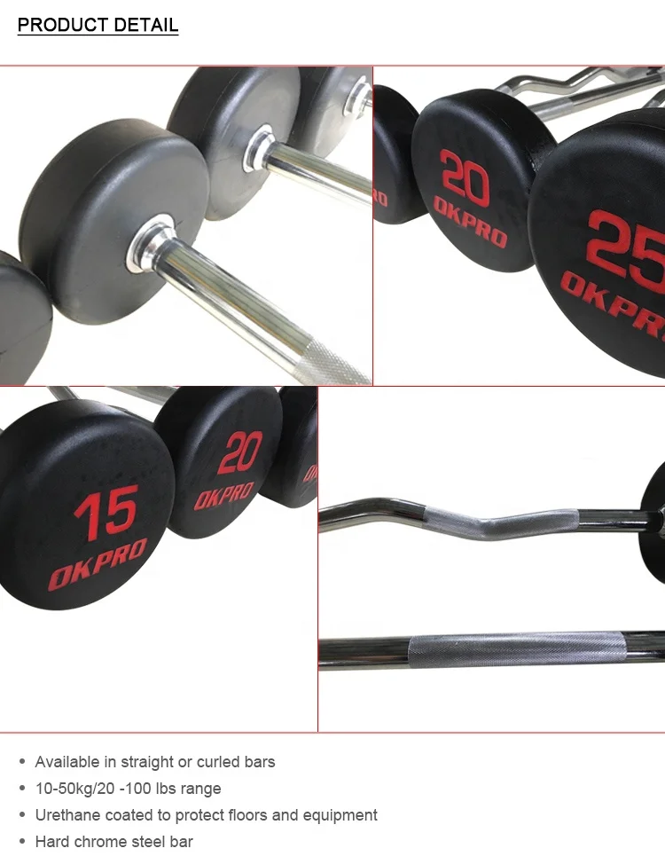 Weightlifting Barbell Chrome Handle Fixed Rubber Barbell Set - Buy ...