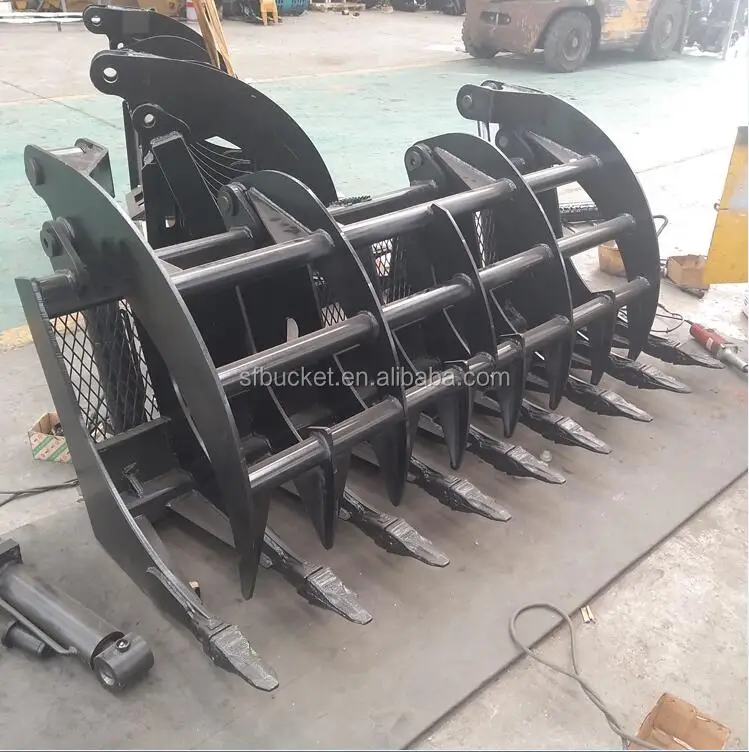 Hydraulic Rake Grapple Bucket for Skid Steer Loader Root Rake Grabber