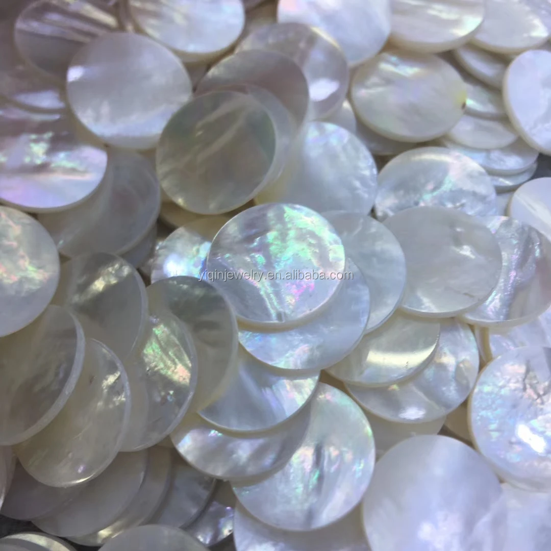 Wholesale White Round 20mm Flat Shells Mother of Pearl Discs