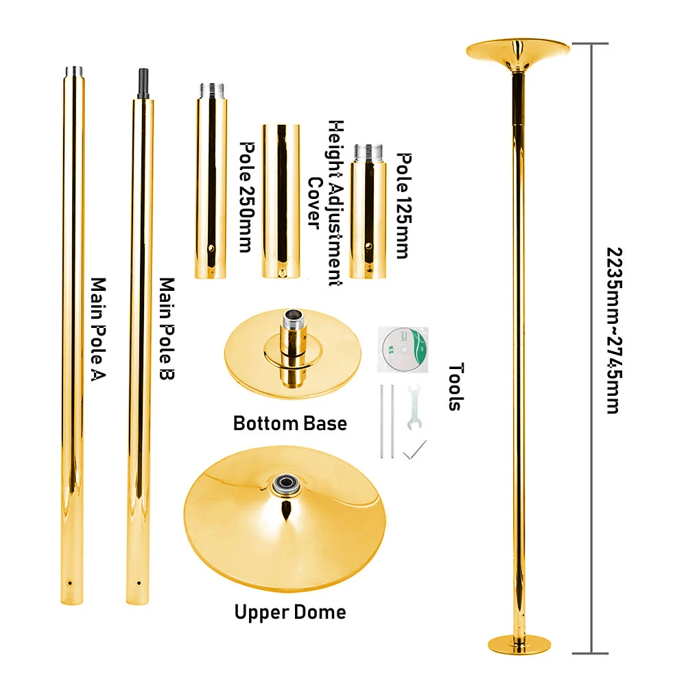 Hot Sale Stripper Pole Dance Poles Silver 360 Spin And Static Removable Home Fitness Training ...