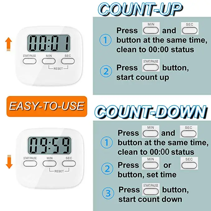 Kitchen Timer Digital Kitchen Timer Magnetic Countdown Stopwatch Timer ...