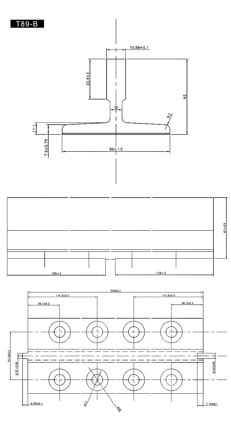 Universal elevador guide rail preço T2 T70 T82 T75 T78 T89 T90 T127 ...
